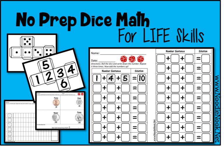 No Prep Dice Math! Math Centers for Special Ed | Noodle Nook