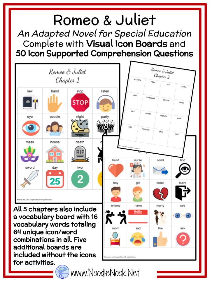 PREVIEW- Romeo and Juliet- An Adapted Novel for SpEd & Autism Units (2 ...