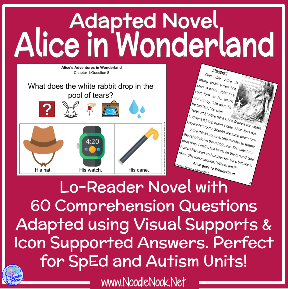 Alice in Wonderland- An Adapted Novel for SpEd, Autism Units, Life ...