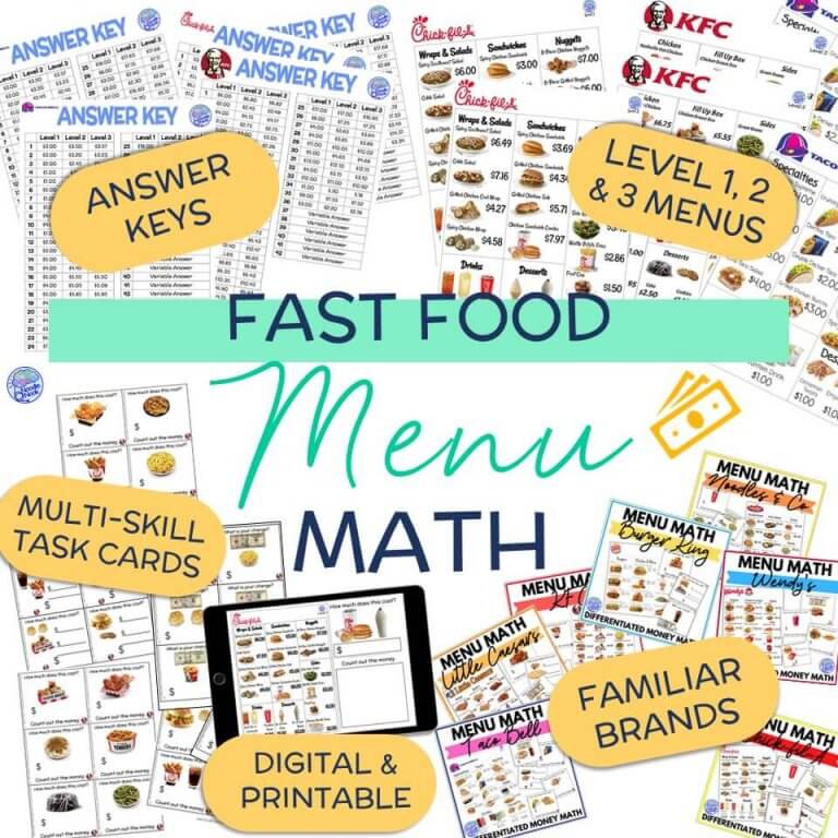 Fast Food Menu Math Activity (Perfect Math Center) | Make Math Fun!