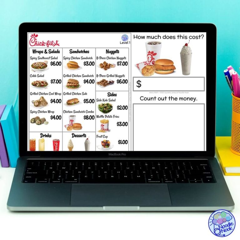 Menu Math Center for Special Education - NoodleNook.Net
