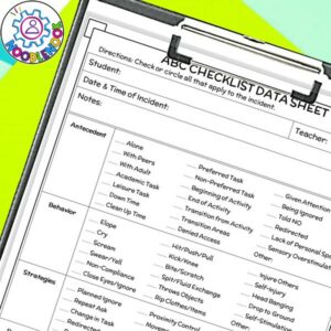Printable Behavior Tracking Sheet (Data Charts for Teachers)