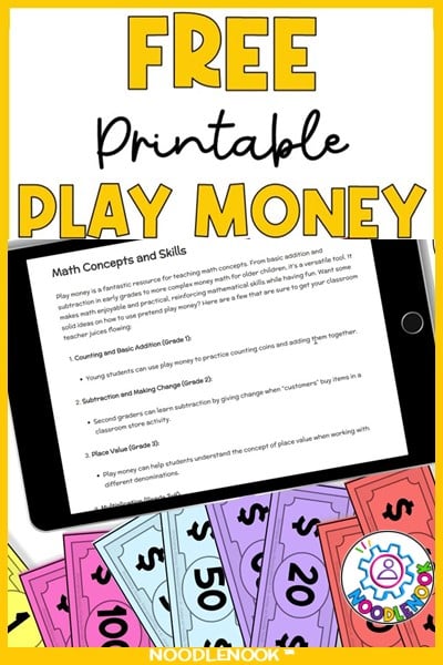 FREE Printable Play Money (for Math in the Classroom)