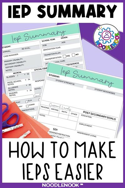 Special Education: IEP at a Glance Printable (Easy Prep)