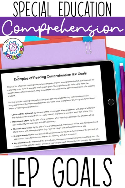 Reading Comprehension IEP Goals - NoodleNook.Net