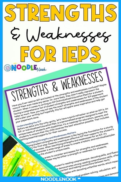 List of Student Strengths and Weaknesses for IEP (FREE PDF)