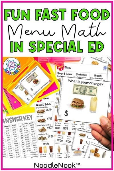 Fast Food Menu Math Activities for Special Education
