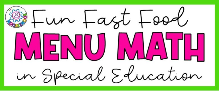 Fast Food Menu Math Activities for Special Education